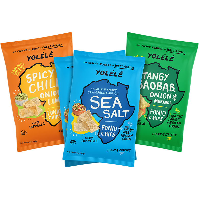Yolélé Fonio Chips Variety Pack - Large (4 x 5 oz)